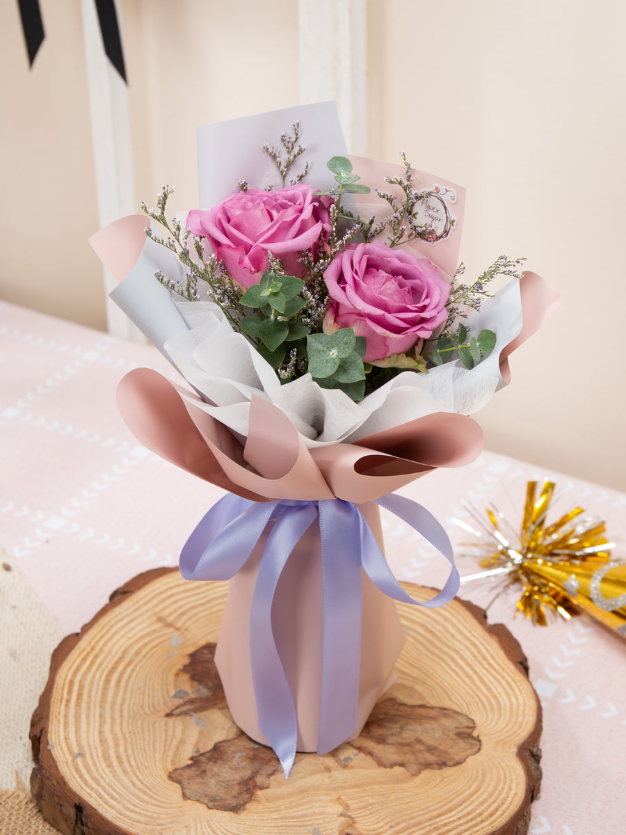 Double Royale | Dark Purple Rose Hand Bouquet – Flower Sugar