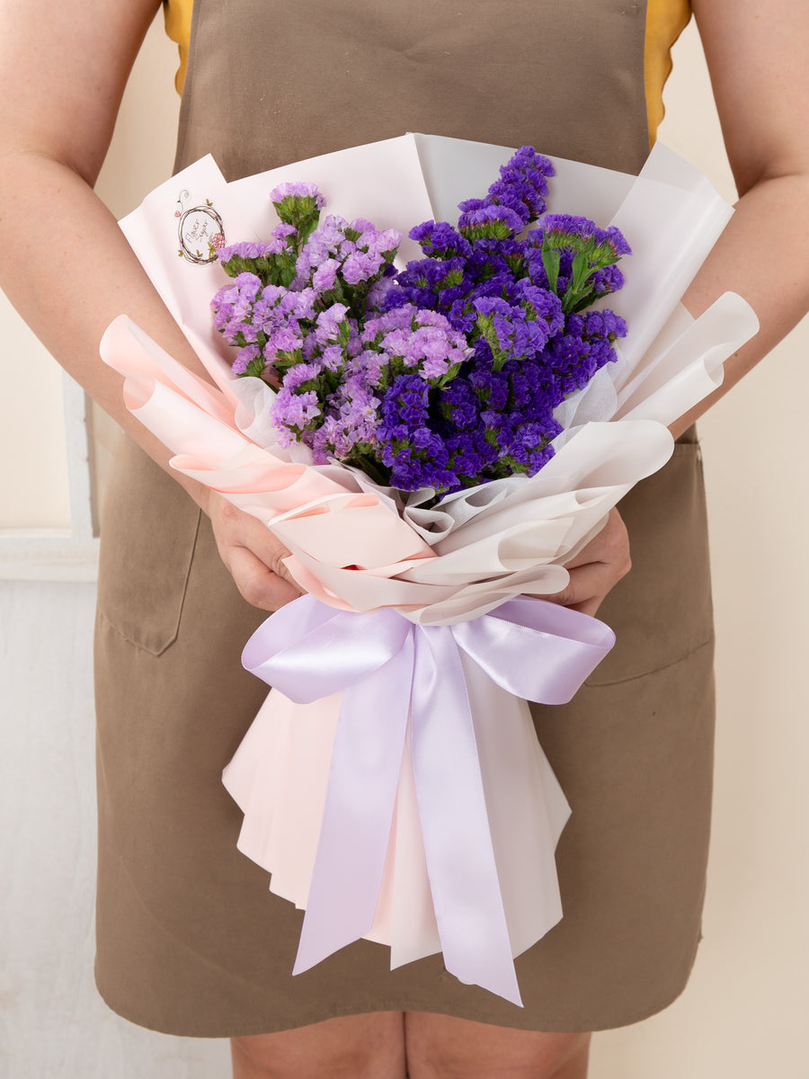 Purplescape | Lilac & Dark Purple Statice Hand Bouquet – Flower Sugar