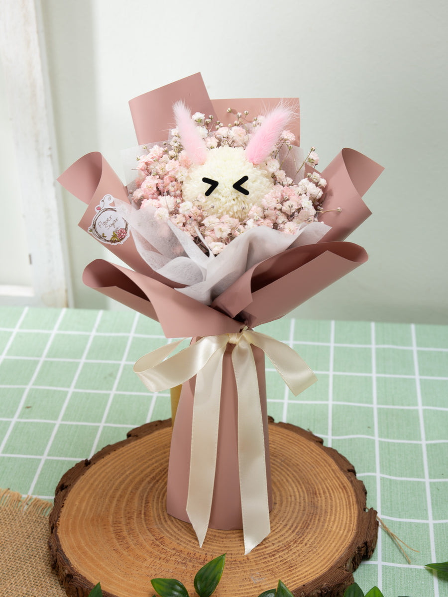 Cotton Bunny | Ping Pong Chrysanthemum & Baby Breath Bouquet – Flower Sugar