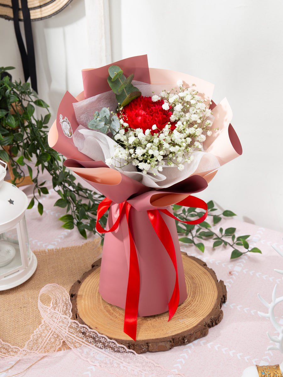 Dianthus Delight | Carnation Hand Bouquet With Baby's Breath – Flower Sugar