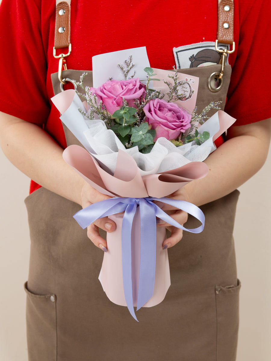 Double Royale | Dark Purple Rose Hand Bouquet – Flower Sugar