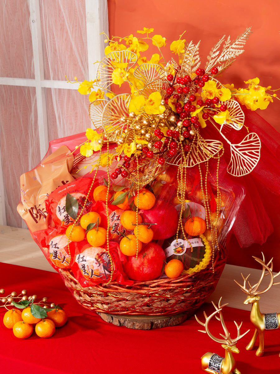Flowering Blessings | Chinese New Year Fruit Basket – Flower Sugar