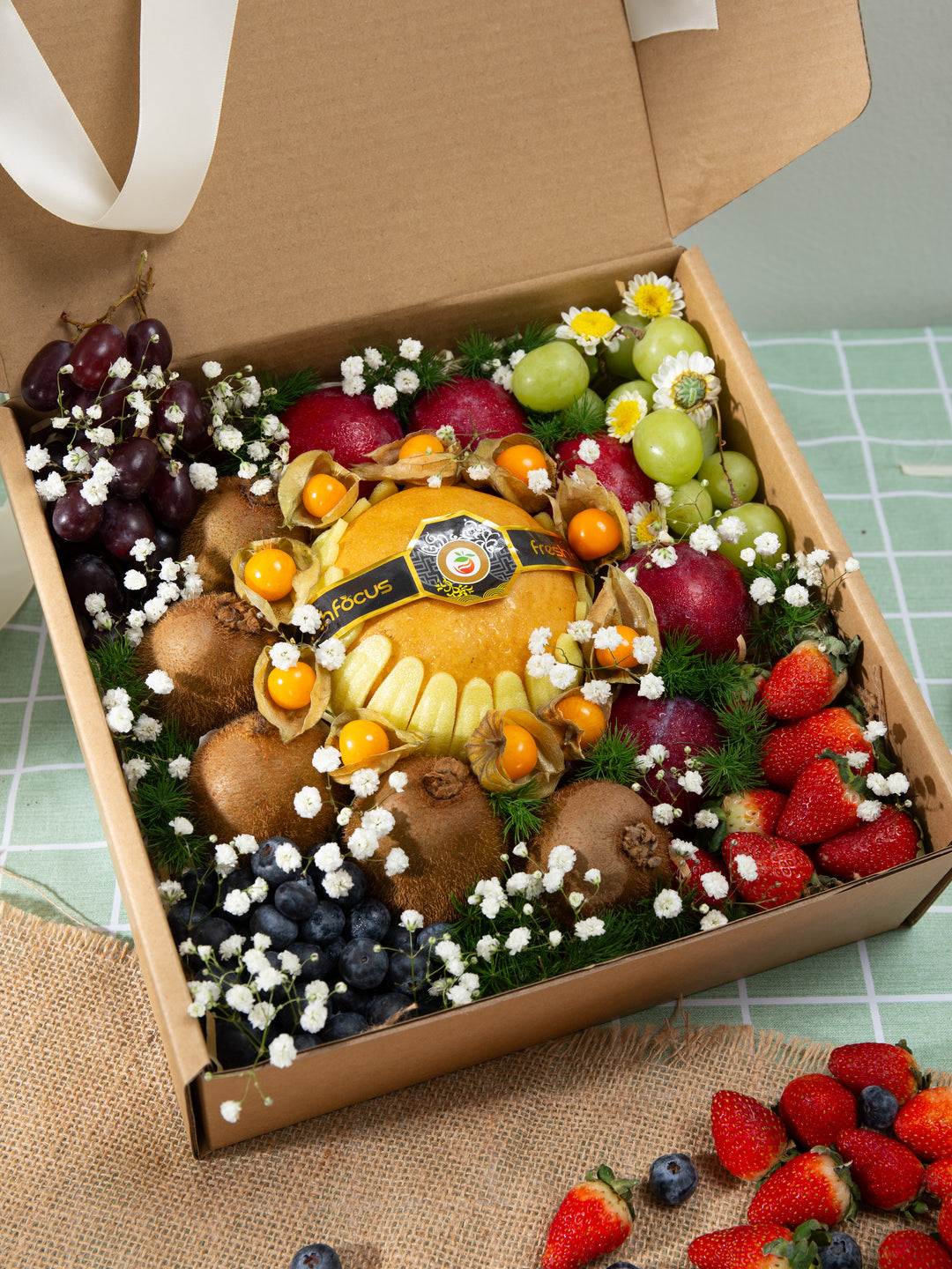 Rainbow Fruit Box | Avocado, Plum, Kiwi, Orange, Blueberry, Physalis ...