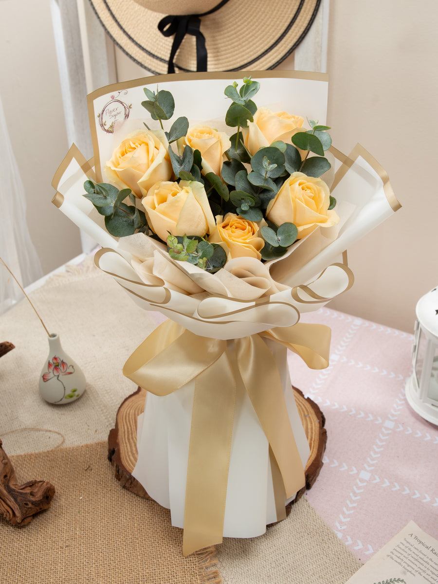 Champagne Gala | 6-18 Stalks Peach Rose Bouquet – Flower Sugar