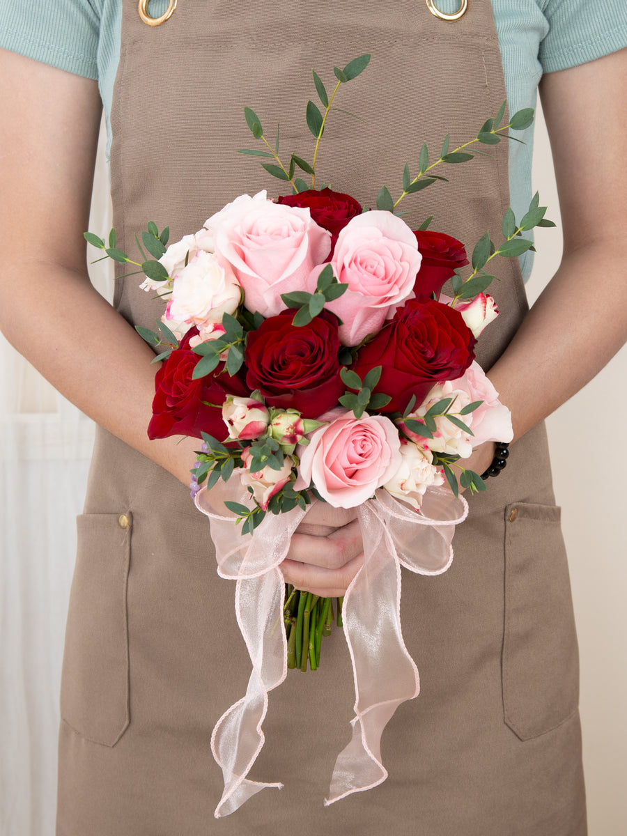 The Vows Bridal Bouquet | Red Roses, Pink Roses & Spray Roses – Flower ...
