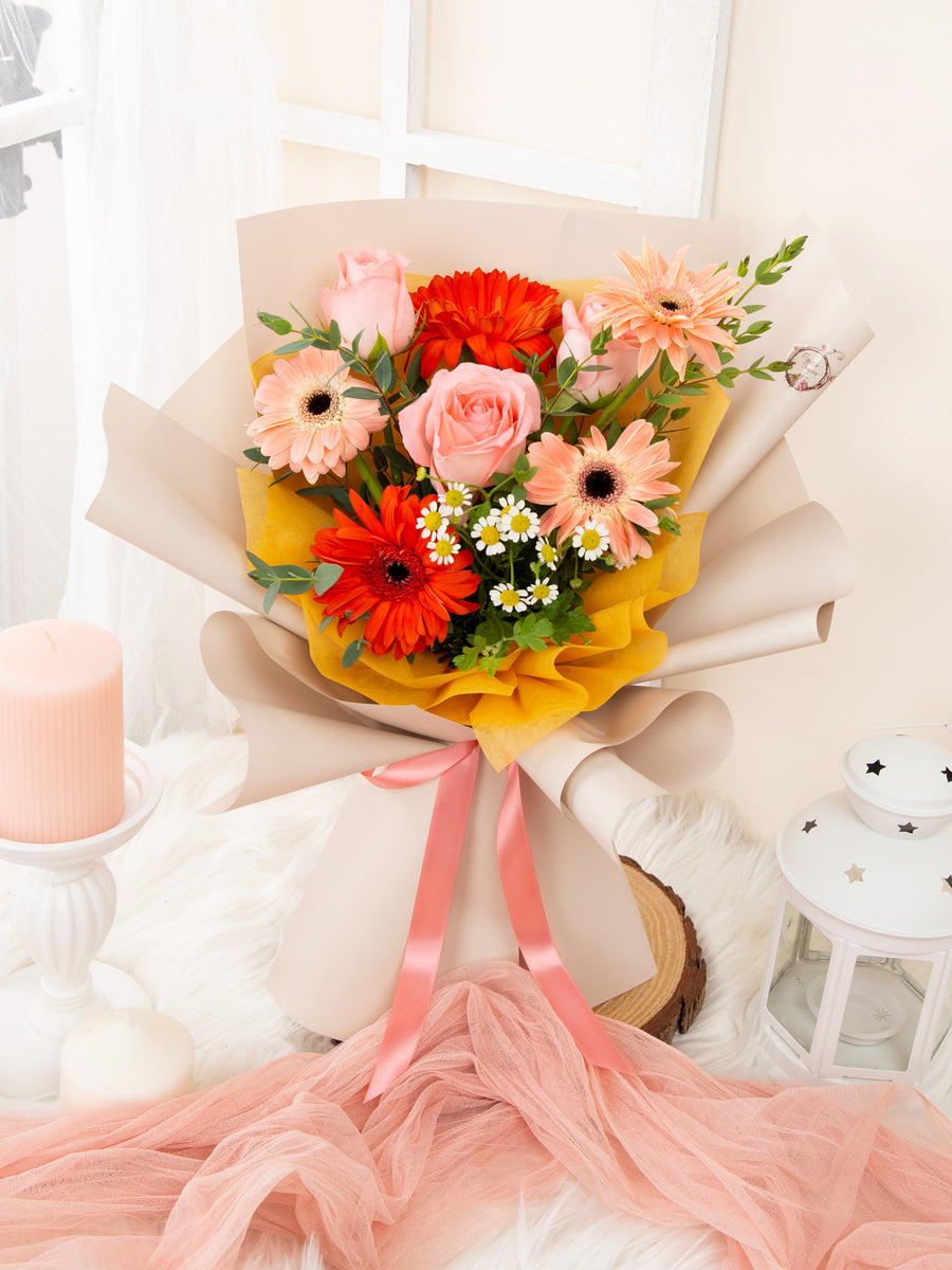Rosie - Pink Rose & Gebera Daisy Bouquet – Flower Sugar