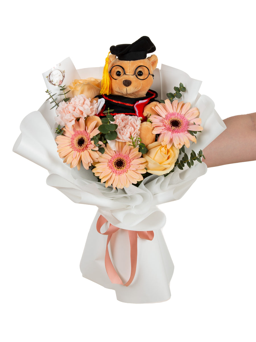 Serene Graduate | Gerbera Daisy, Peach Rose, Carnation Graduation ...